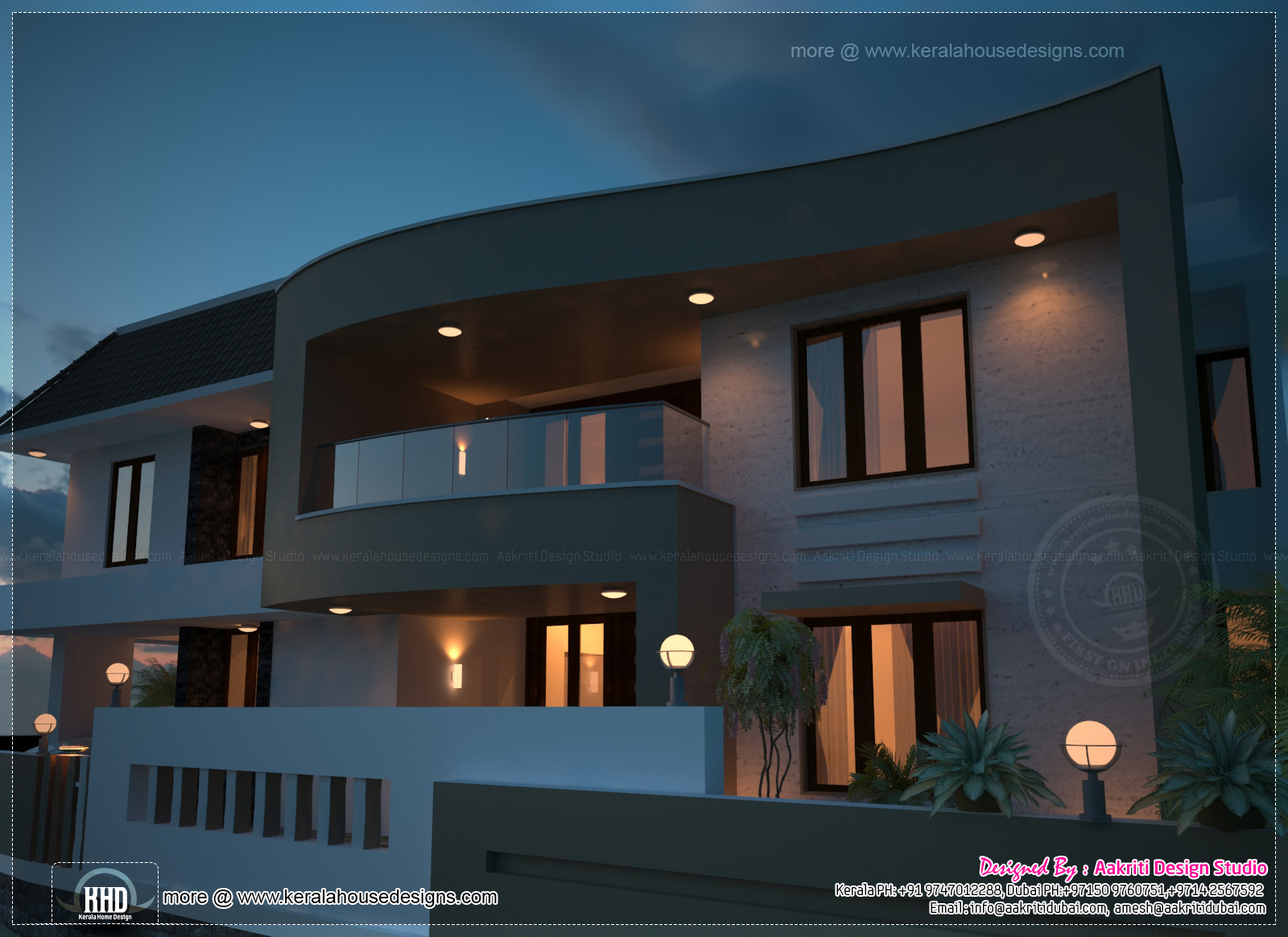 Beautiful night view of a modern villa by Aakriti | Home Kerala Plans