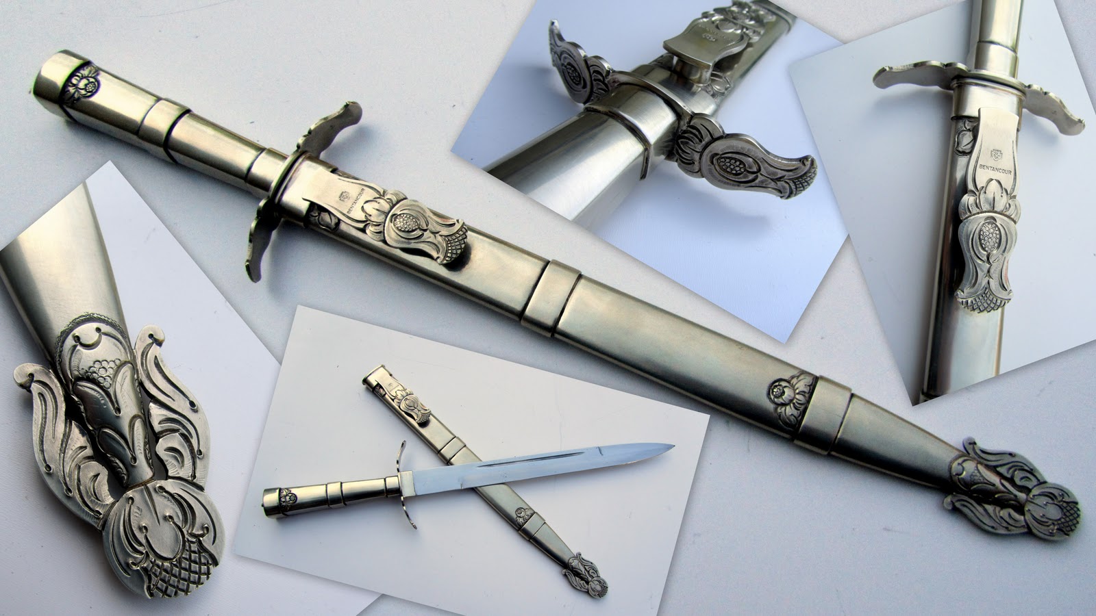 Plateria Criolla: Facón liso con tres soajes y motivos vegetales