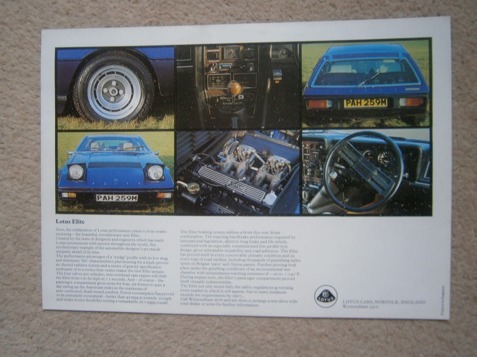 Lotus Excel Restoration: Lotus Elite brochures and price lists