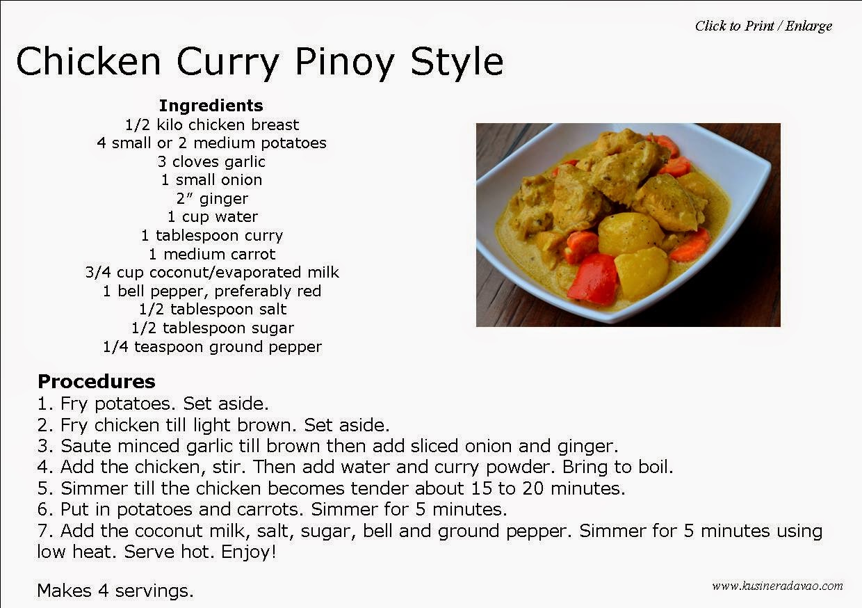 chicken curry ingredients and procedure