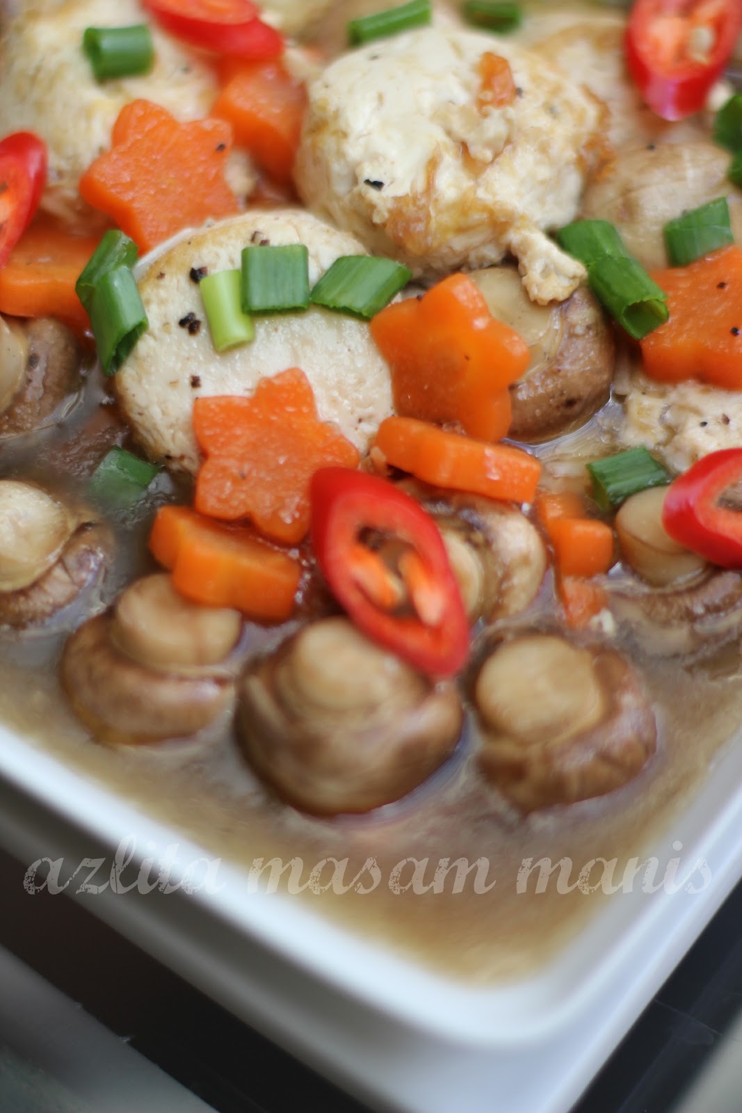 SUP TAUHU JEPUN CENDAWAN BUTANG - masam manis