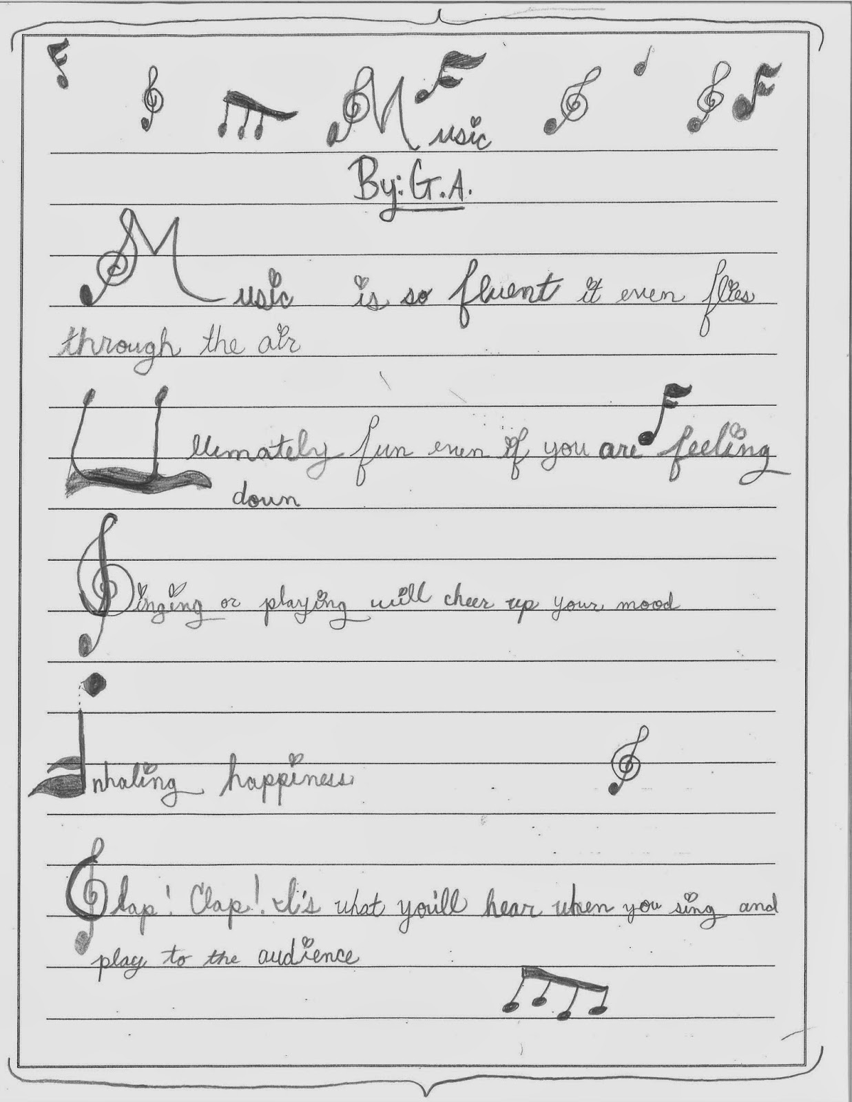 Wellington Poets: Music Acrostic by G.A.