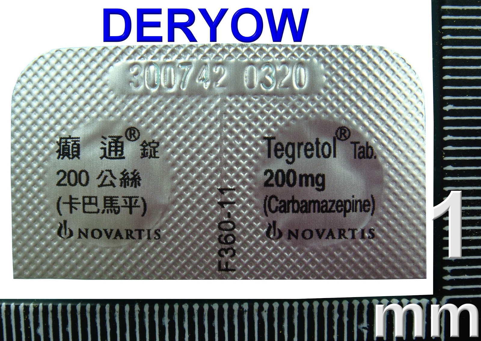 德佑藥局藥袋資訊暨藥品外觀分享: AC36020100 TEGRETOL 200mg TAB. 〝諾華〞 CARBAMAZEPINE 癲通錠 ...