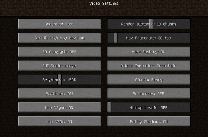 Very Good Games: Minecraft options menu