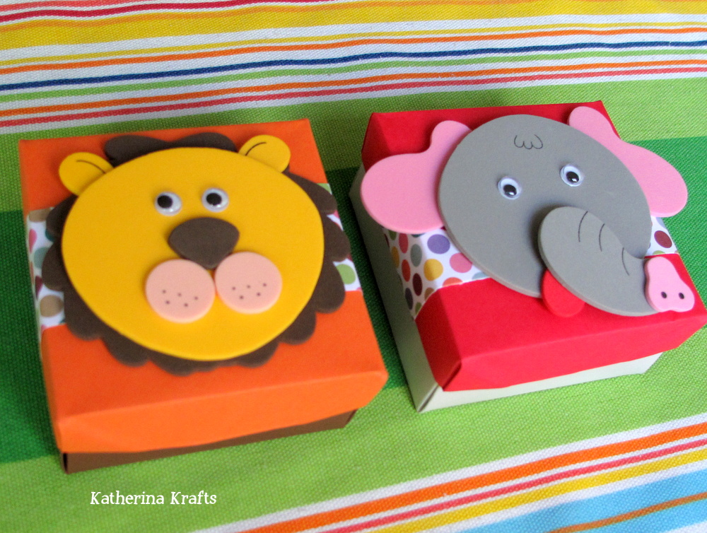 Katherina Krafts: Lion and Elephant Party Favor Boxes