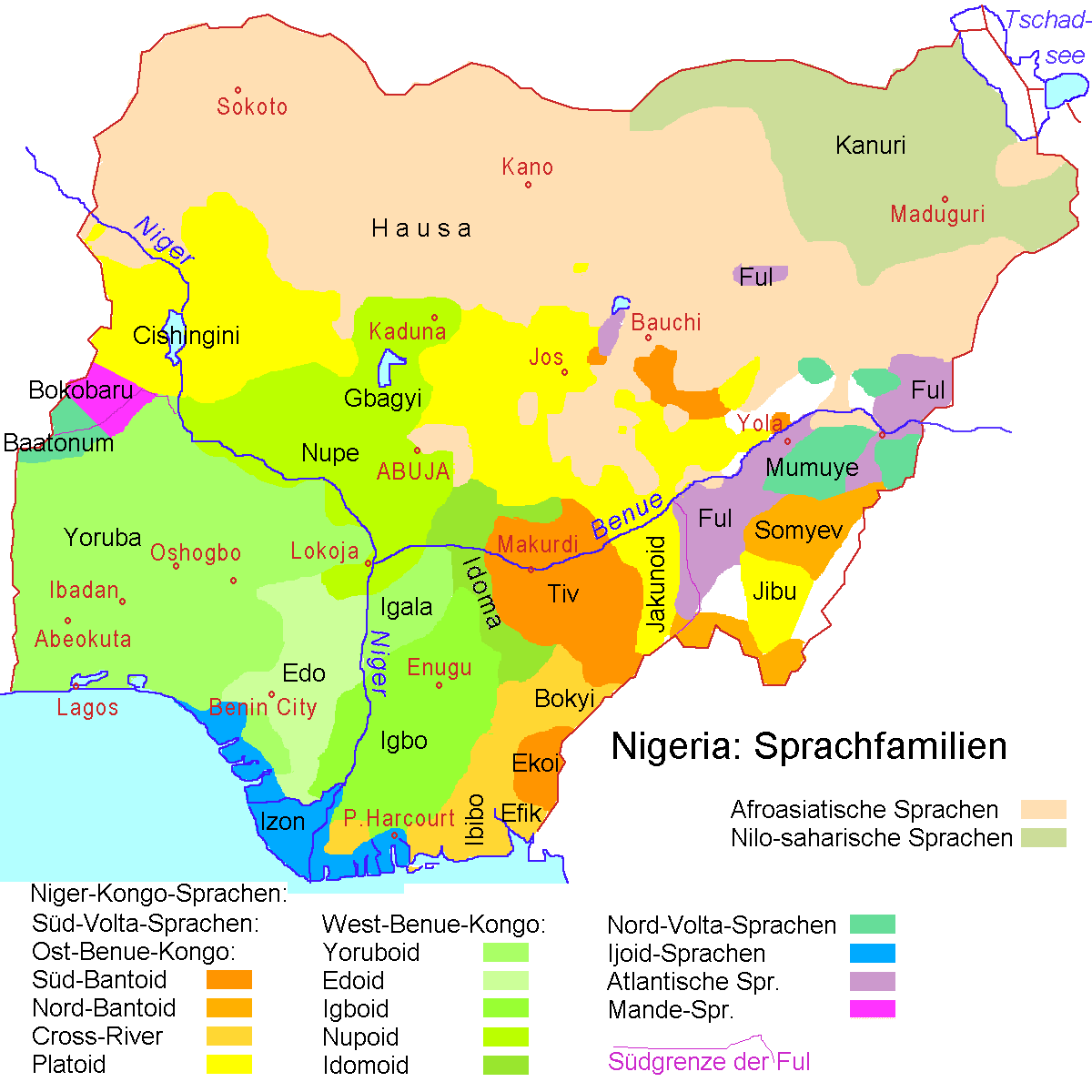 Nigeria - Peta geografis Nigeria