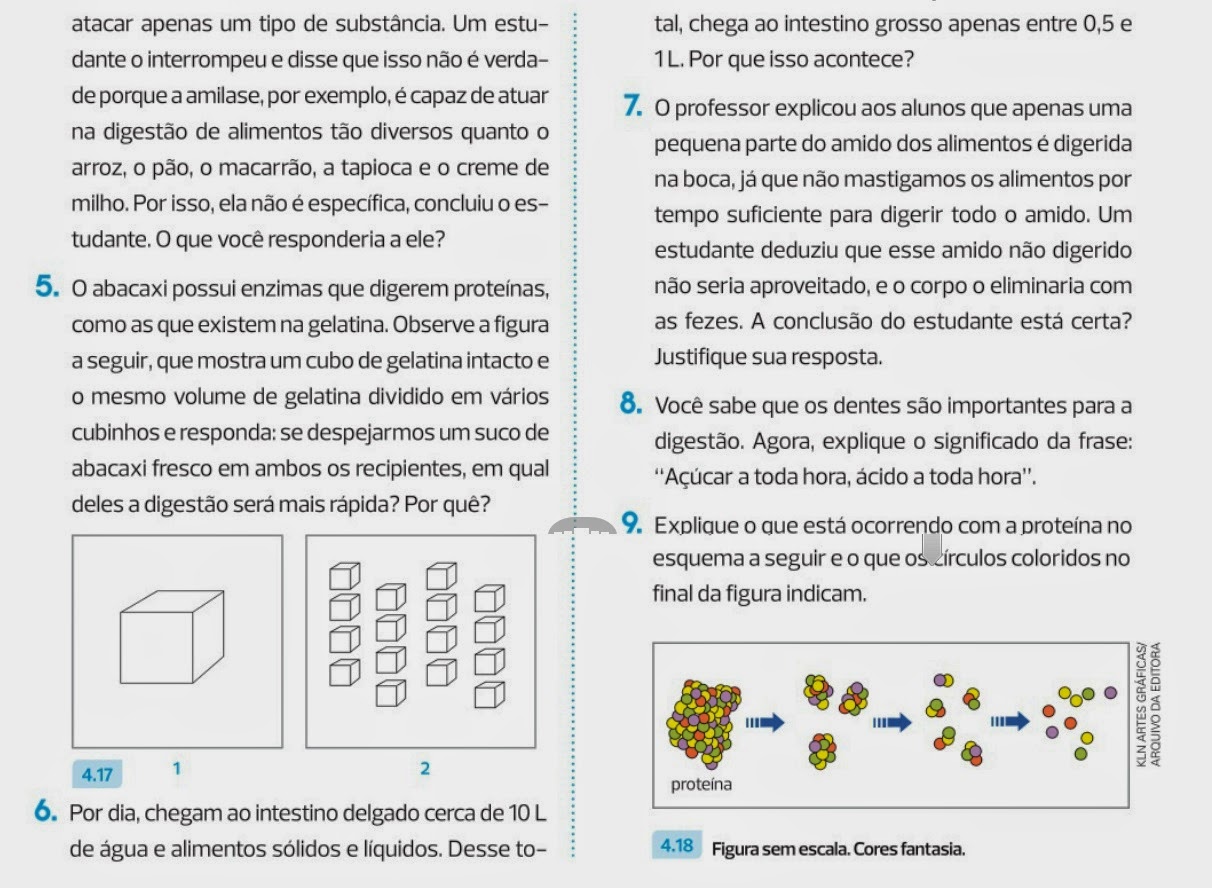 BioUai: Atividade do livro sobre sistema digestório - 7a série