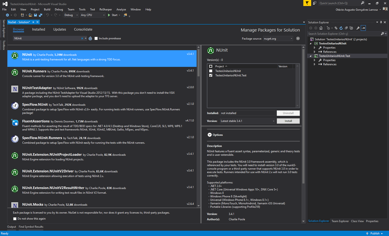 Otávio Larrosa: Criando testes unitários com NUnit