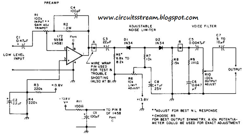 Build a Receiver Af Noise Limiter For Low-Level Signals Circuit Diagram | Electronic Circuit ...