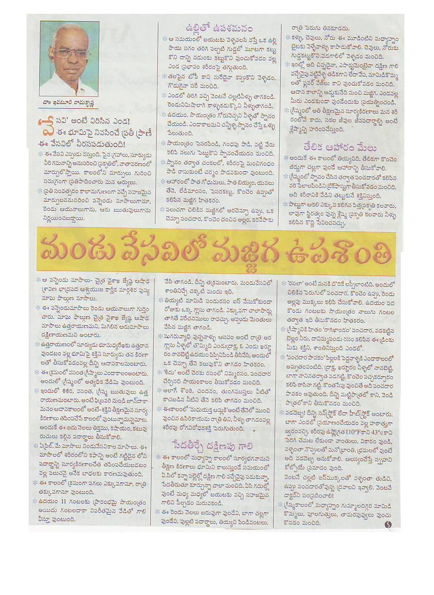 VESAVI KALAM ( SUMMER ) , VADA DEBBA ( SUN STROKE ) - AYURVEDAM ...