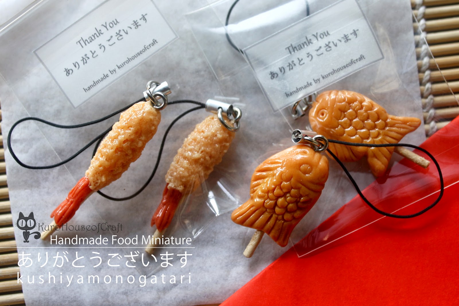 KuroHouse of Craft: Food Miniature (Clay) Tempura and Taiyaki
