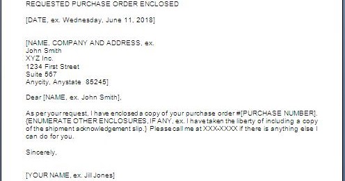 Purchase Order Covering Letter