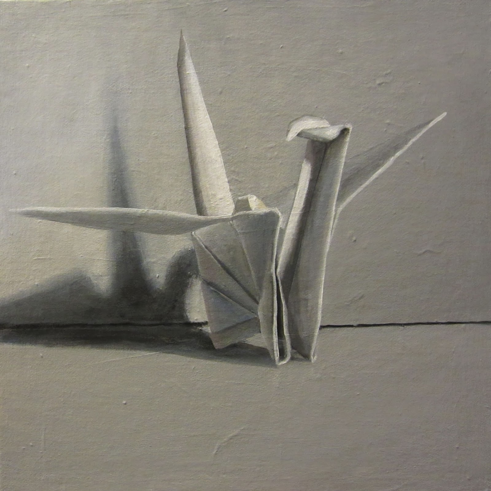 One Painting a Day: Origami Crane - Shades of Grey