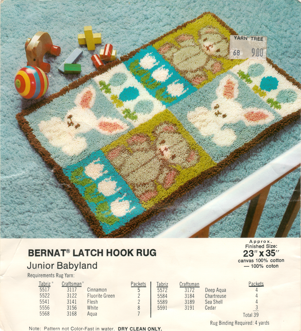 Baitisj: Bernat Latch Hook Rug Instructions, "Junior Babyland," 1976