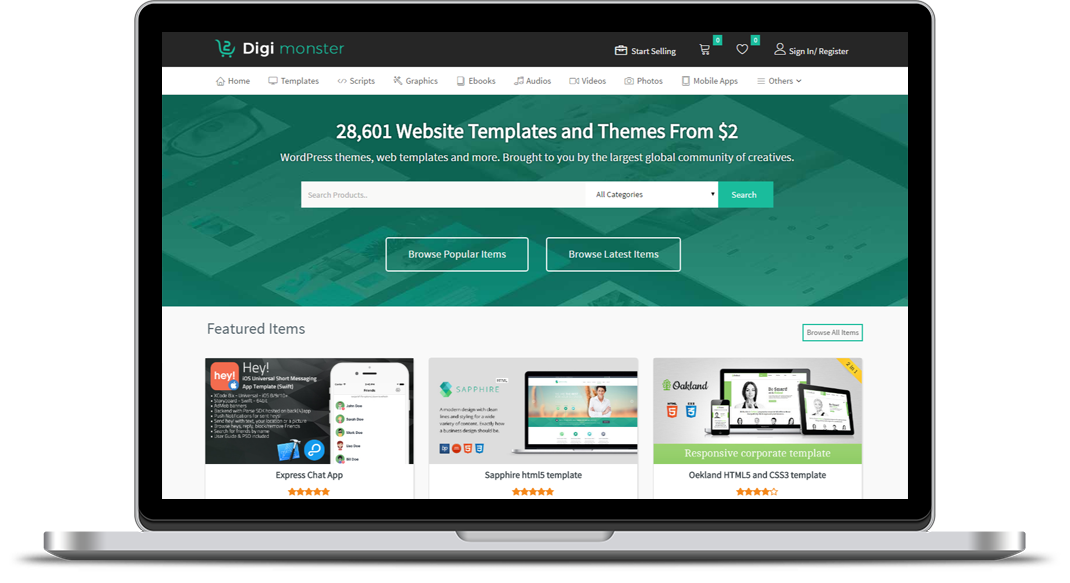 Digital download script, themeforest clone script - Digimonster