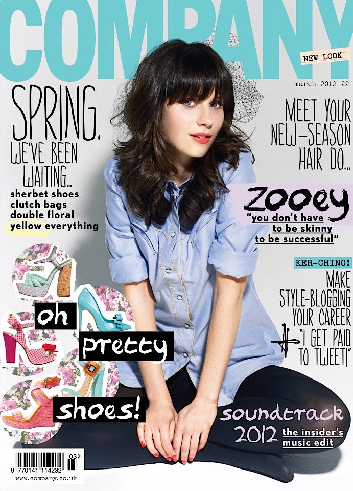 ★STARTRIGA: Zooey Deschanel- Company UK Magazine March 2012 Issue Cover!