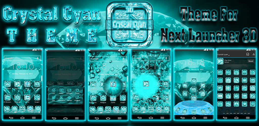IMPORT DESIGN: Next Launcher 3D: Crystal CYAN Theme (2Dn3D)