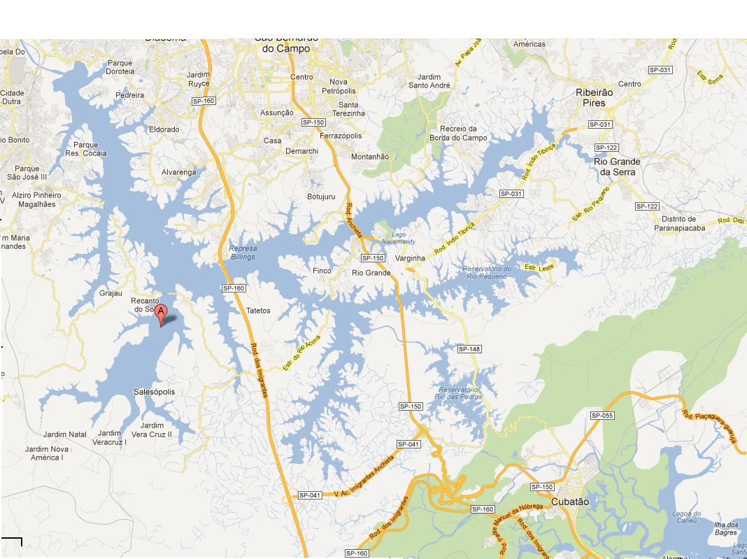 Velejando com Cavelha: Represa Billings - Mapa