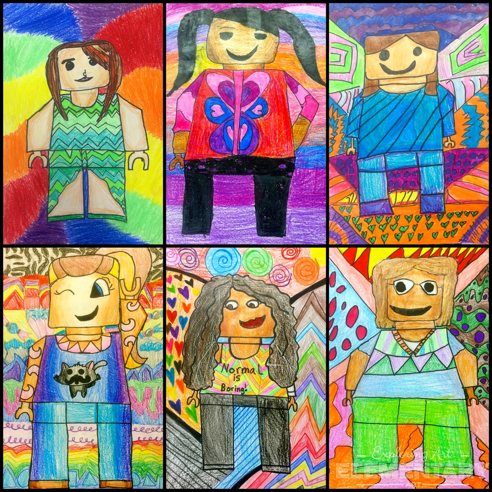 Art. Eat. Tie Dye. Repeat.: THEY'RE BACK-5th Grade Lego Self Portraits