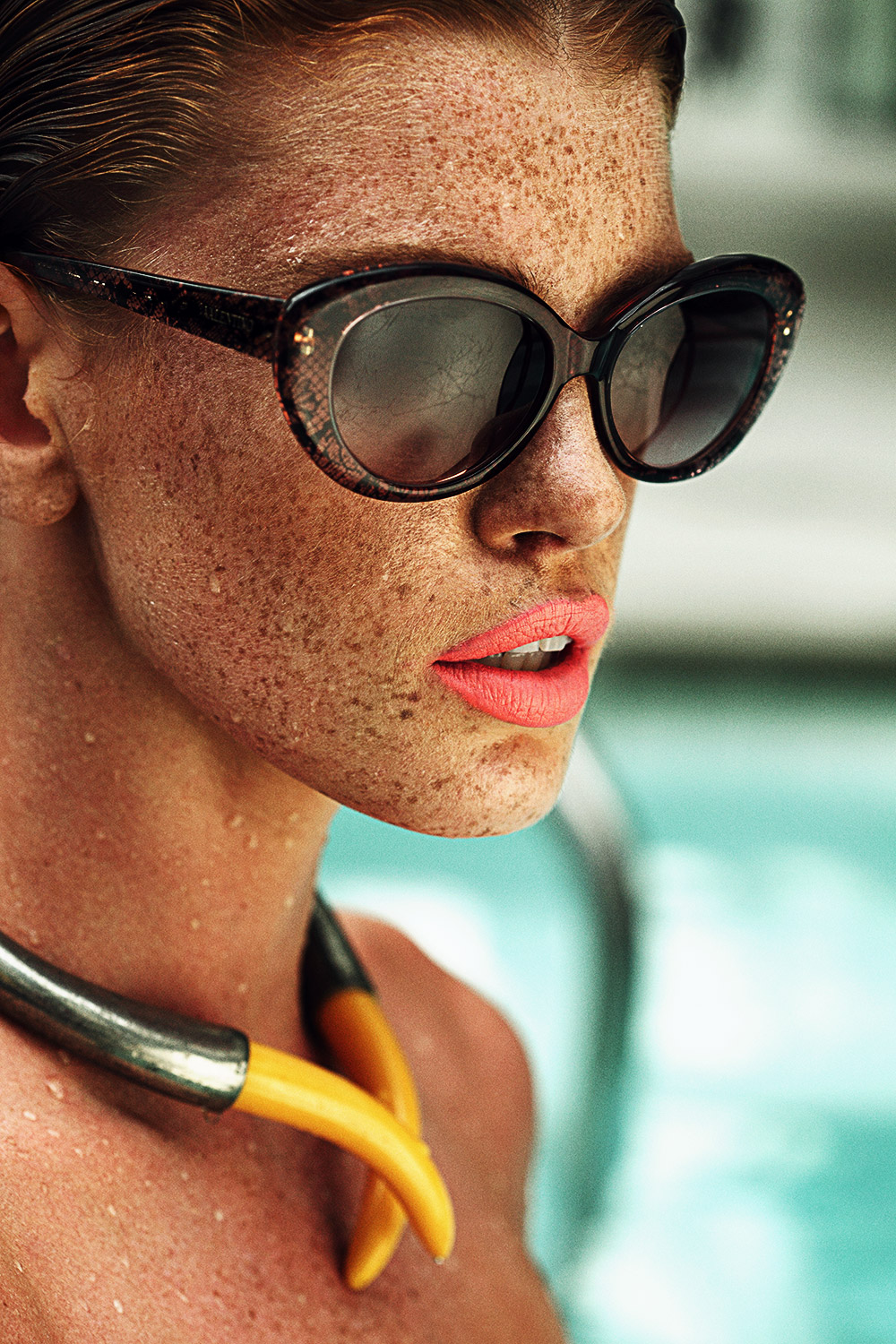 Freckles Poolside Sun Protection Redhead Model Beauty Shoot with Kate ...