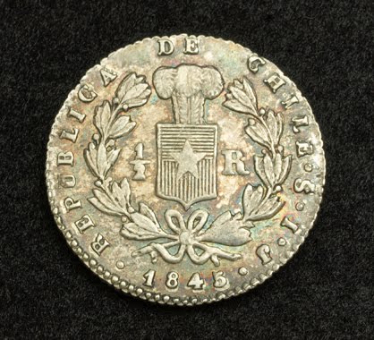 Chile Silver Half Real Coin, mint year 1845.|World Banknotes & Coins ...