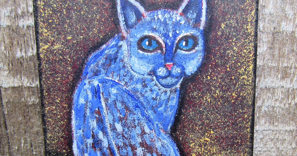 peaceofpi studio: Blue Ocelot Cat Miniature ACEO Painting