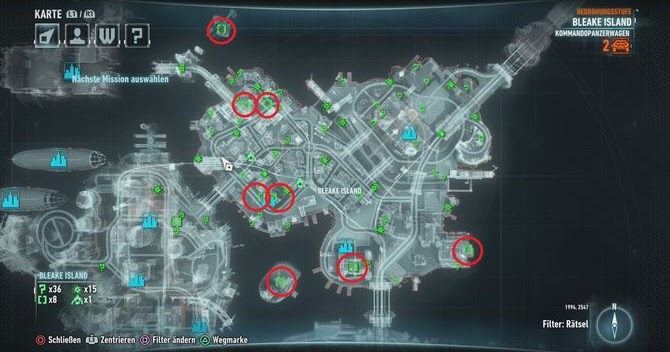 Batman Arkham Knight Riddler's Puzzles / locations with maps