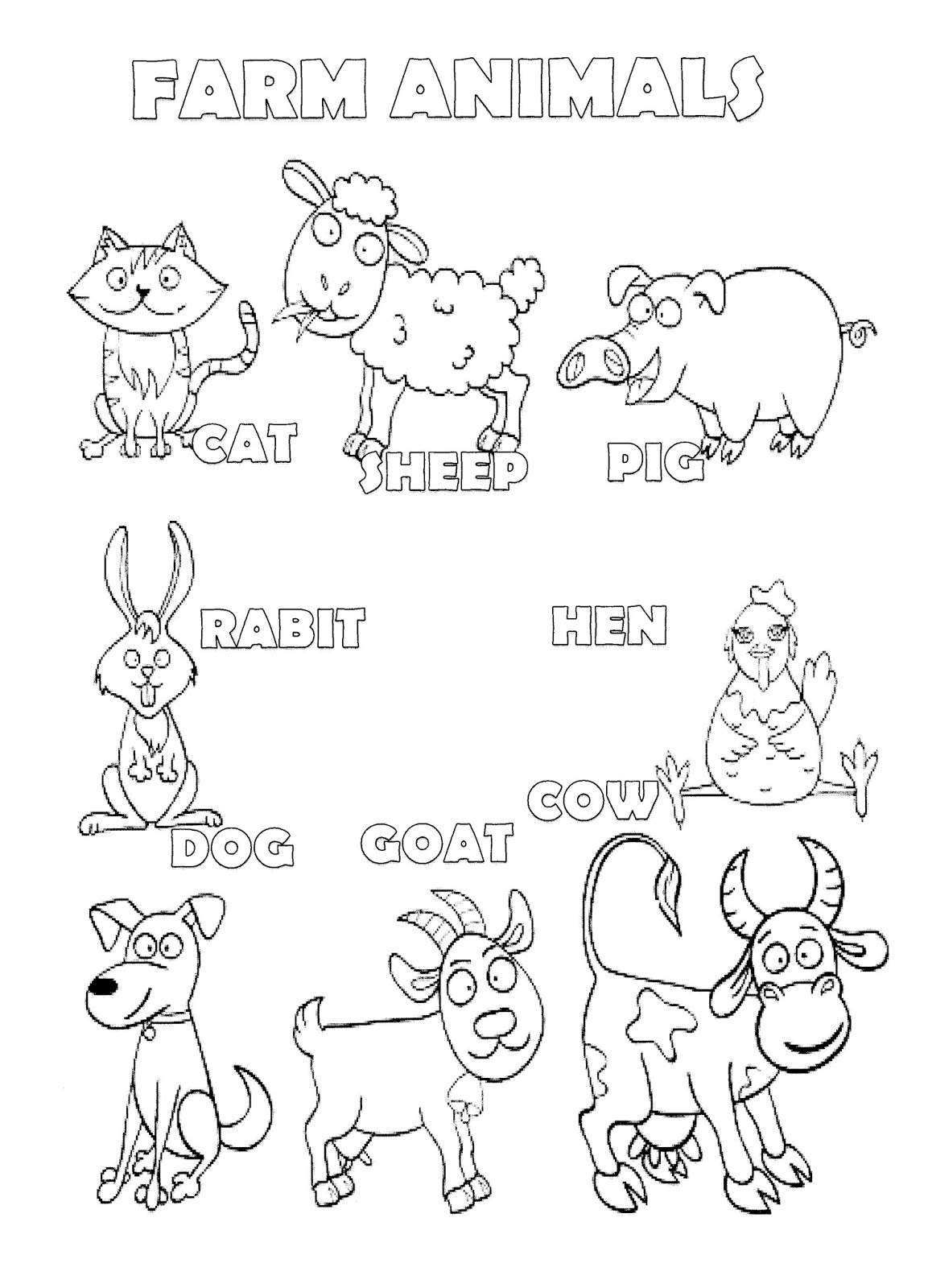 Fichas de Inglés para niños: FARM ANIMALS