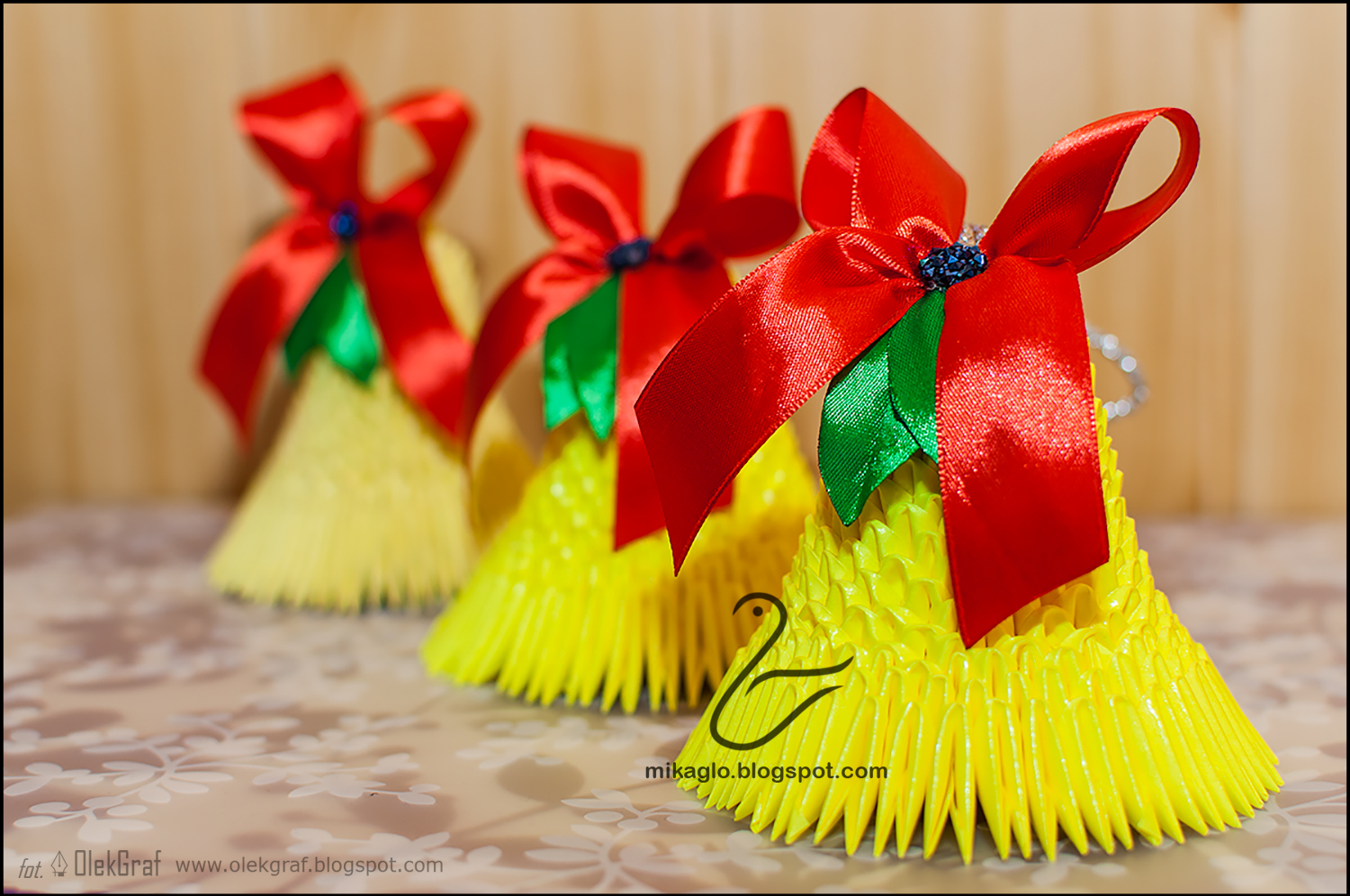 Origami 3d - mikaglo: 514. Dzwonki z origami / 3d origami christmas bells