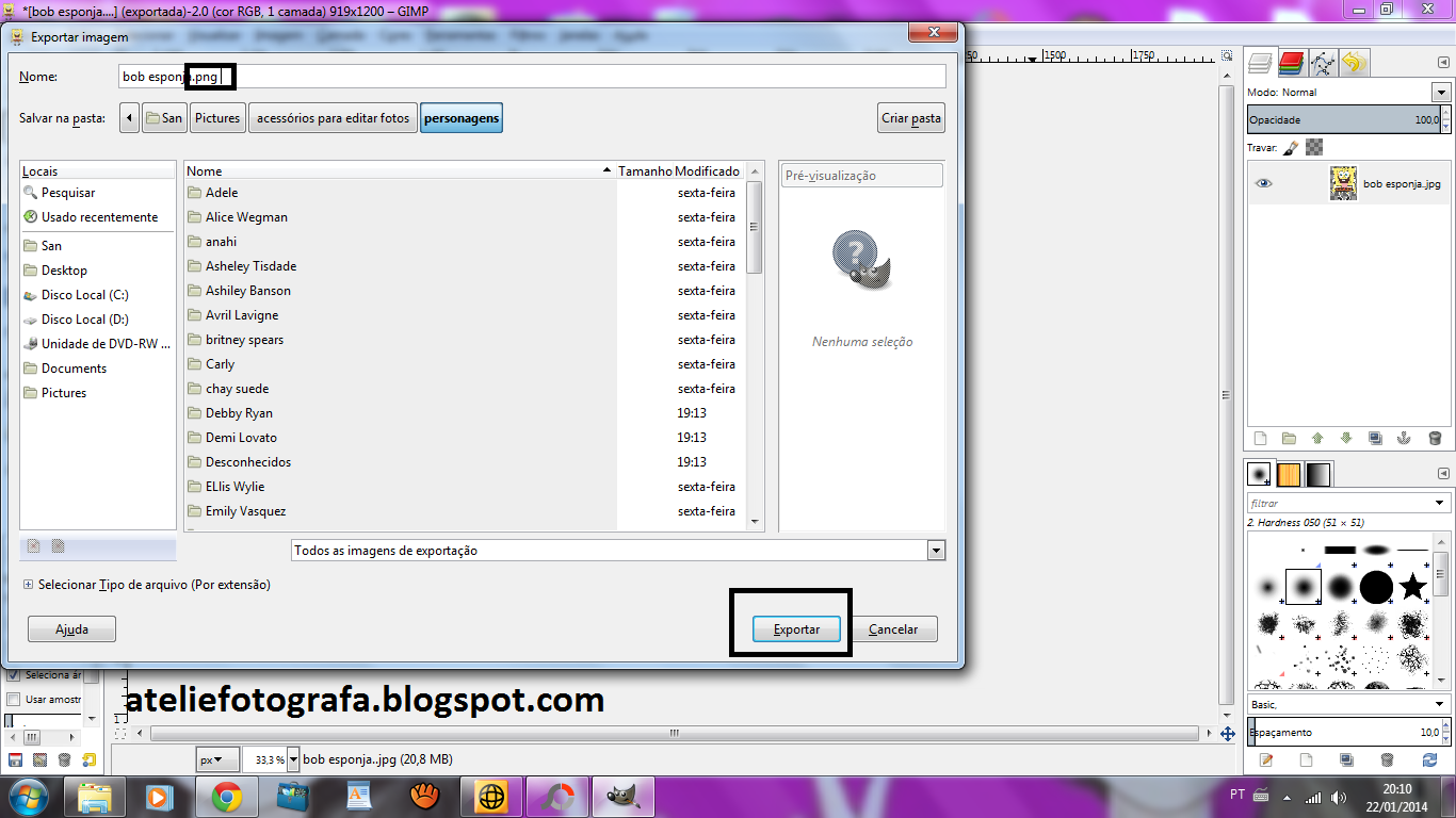 Ateliê fotografa: Como salvar uma imagem no gimp