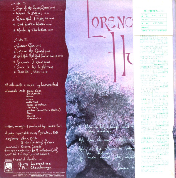 johnkatsmc5: Lorence Hud ‎ “Lorence Hud” 1972 Canada Psych Pop Rock