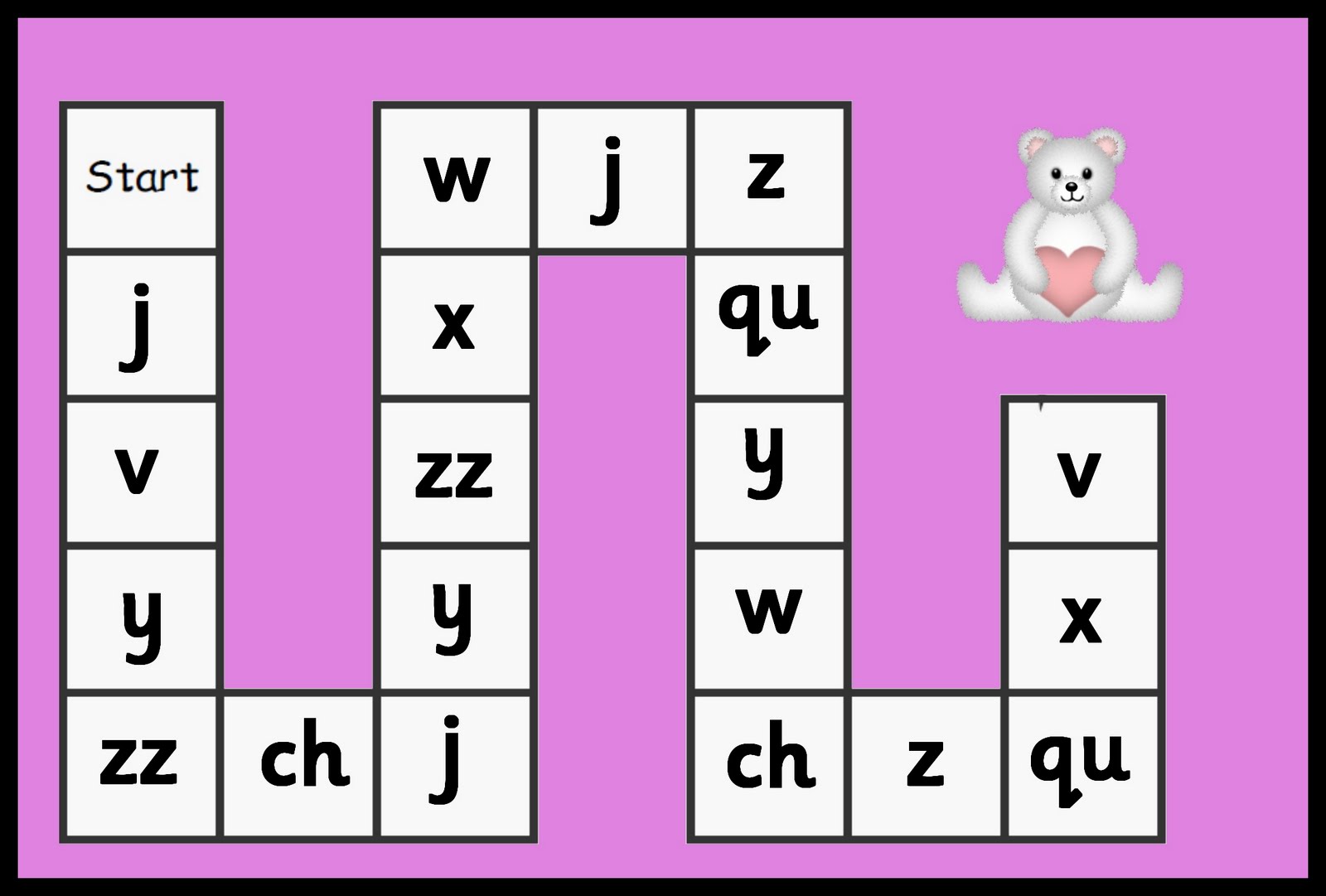 Debbie's Resource Cupboard: Phase 3 board game ( the first few sounds)