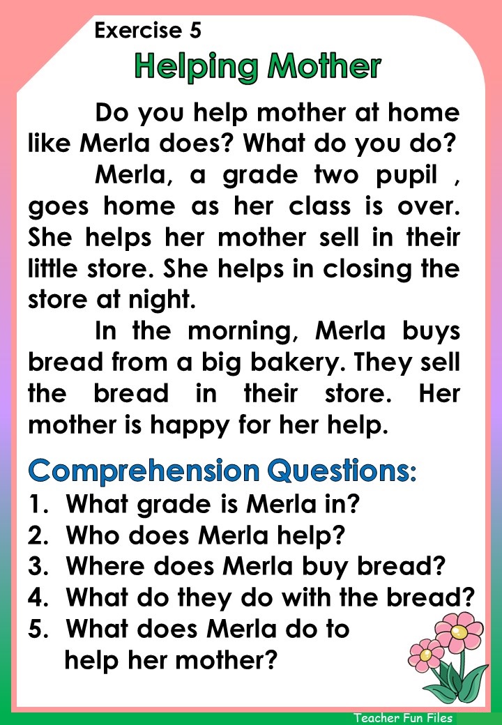 Teacher Fun Files: Reading Passages with Comprehension Questions