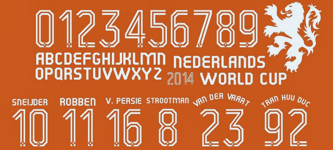 Font Number Football: Font Netherlands 2014 World Cup