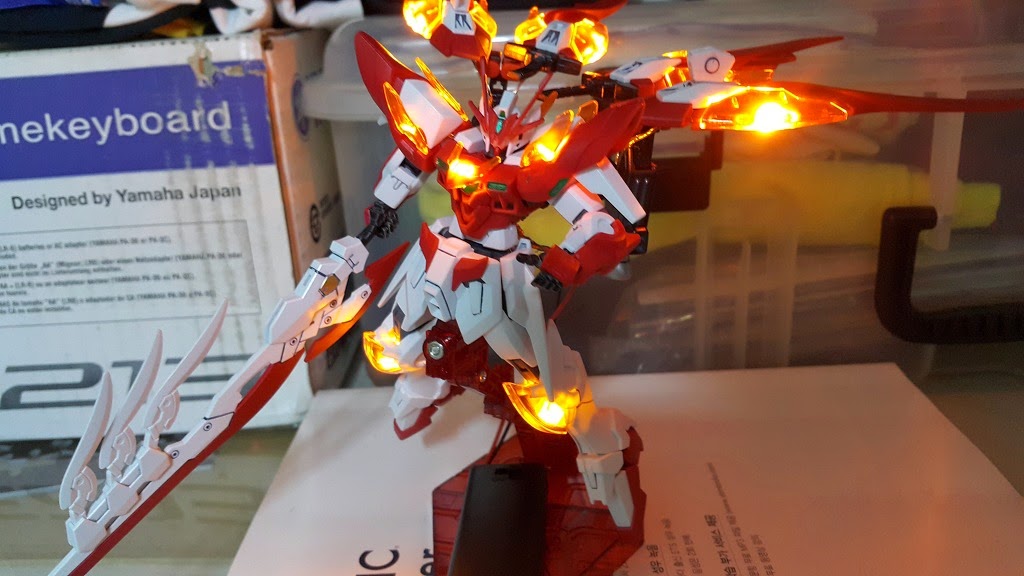 Custom Build: HGBF 1/144 Wing Gundam Zero Honoo + LED "Test Fit"
