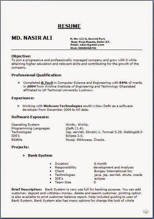 latest resume format sample