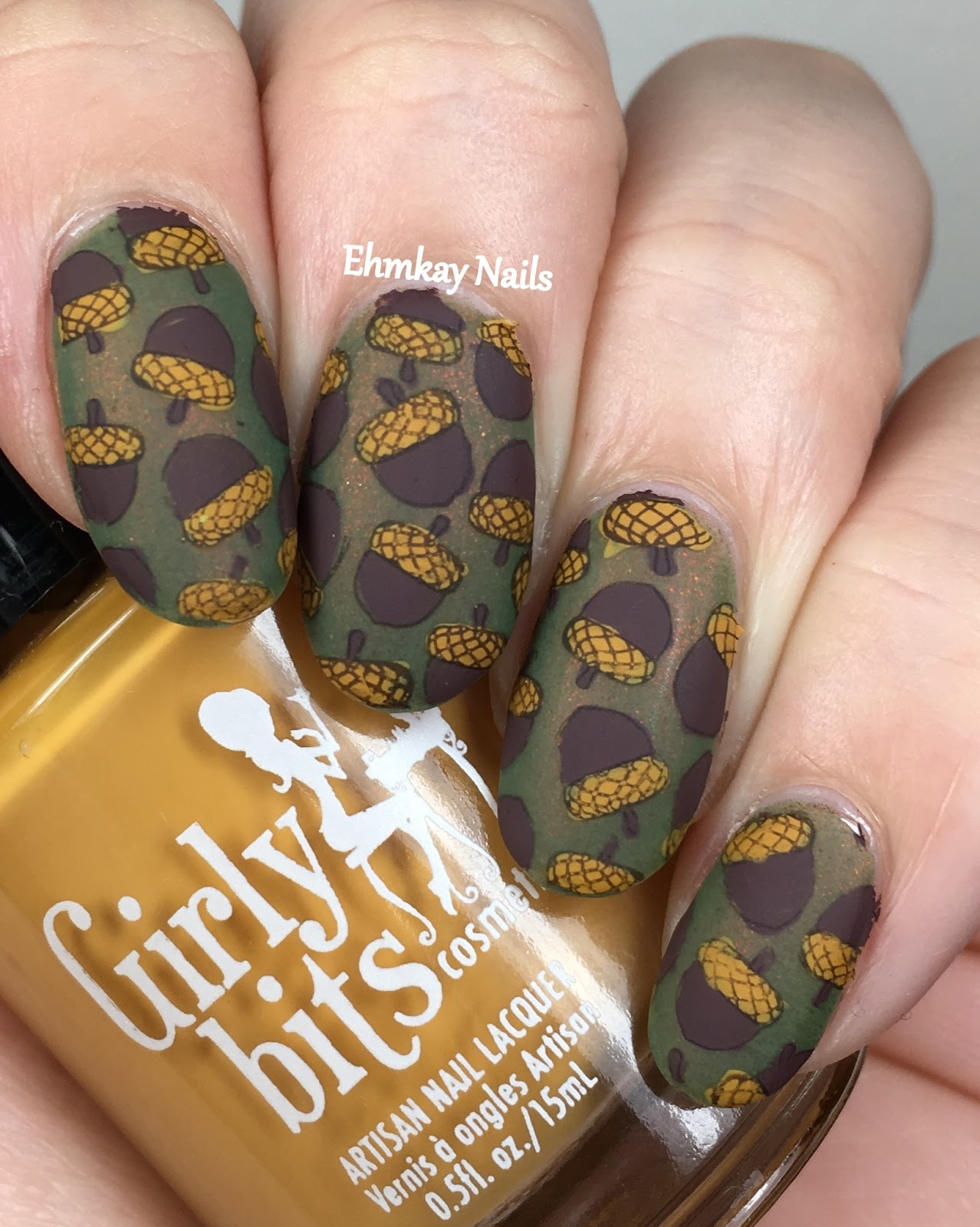 ehmkay nails: Acorn Nail Art: Reverse Stamping with Girly Bits over ...