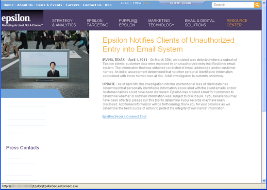 Attackers taking advantage of Epsilon