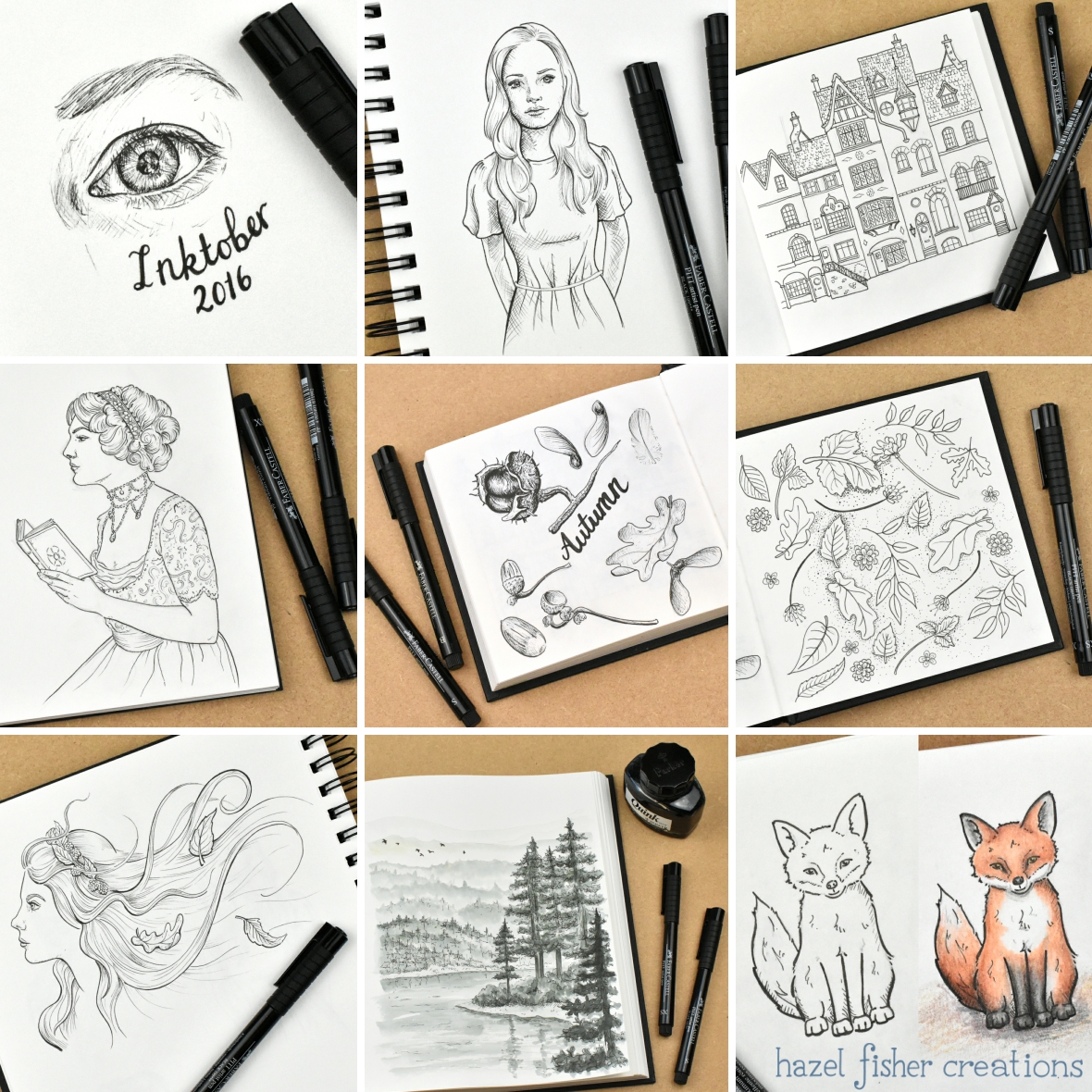 Hazel Fisher Creations: Inktober 2016 Round-up of my Drawings