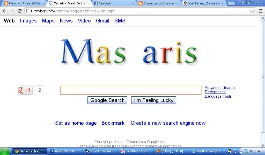 merubah tulisan google dengan nama sendiri | ini blog'nya mas aris