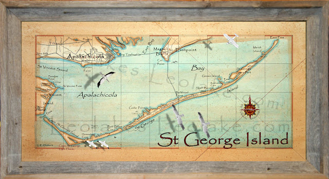 Old field Studio: St George Island and Apalachicola Bay Decor Maps