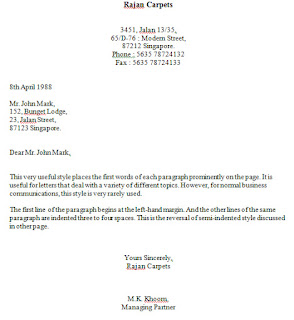 Stlye and Part of Business Letter | GOLDEN CLOSeT