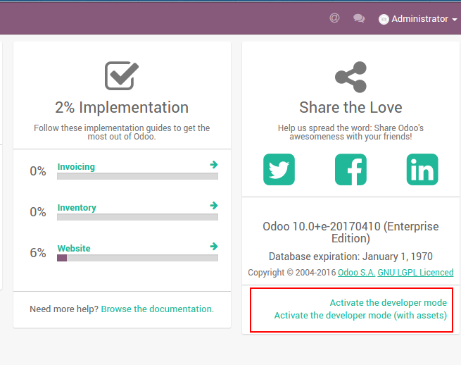 Activating Developer Mode In Odoo 10 Gopakumars Tech Blog