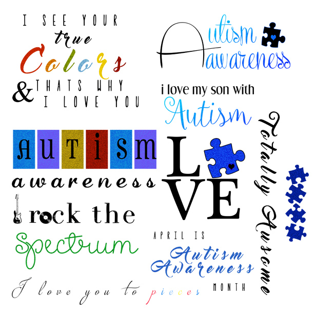 Autism Awareness Word Overlays | Color Me Kris