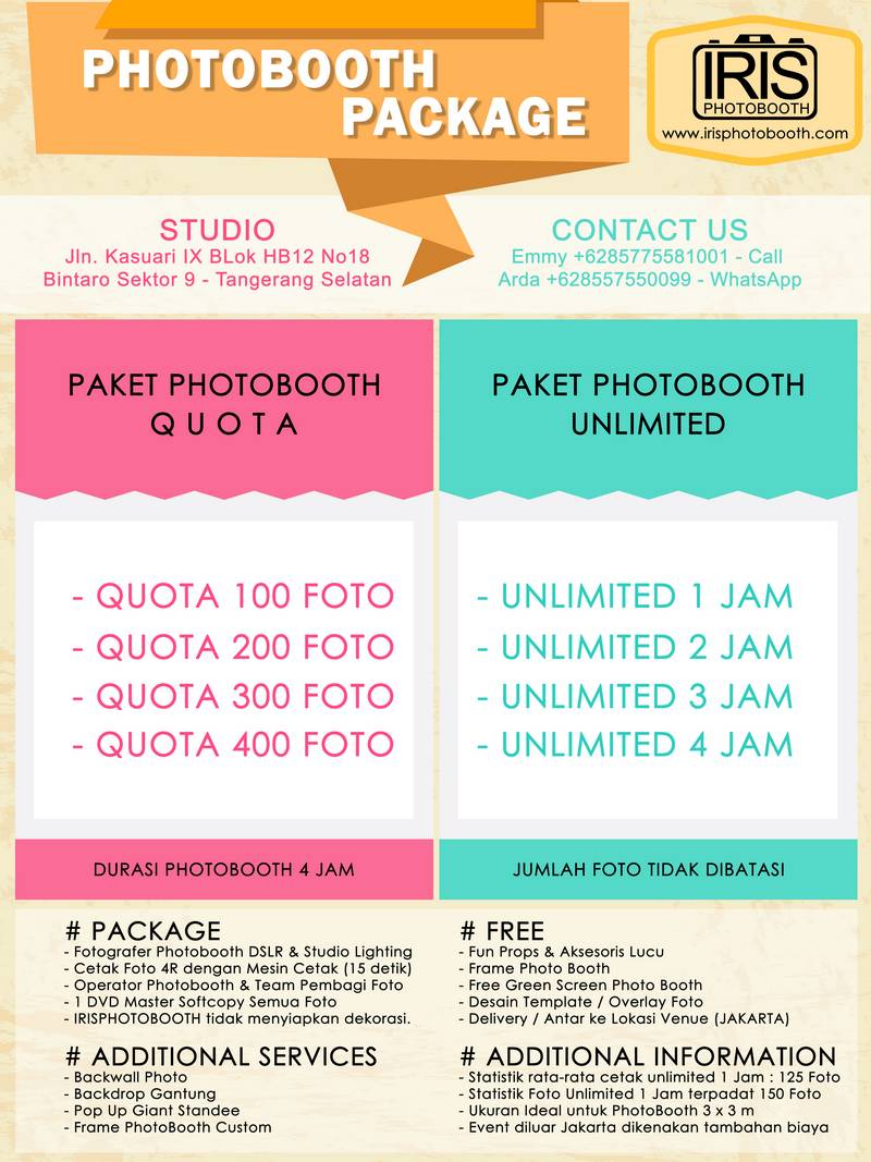 IRIS PhotoBooth - Package 2017 - IRIS PhotoBooth Jasa Photo Booth Souvenir Jakarta Murah