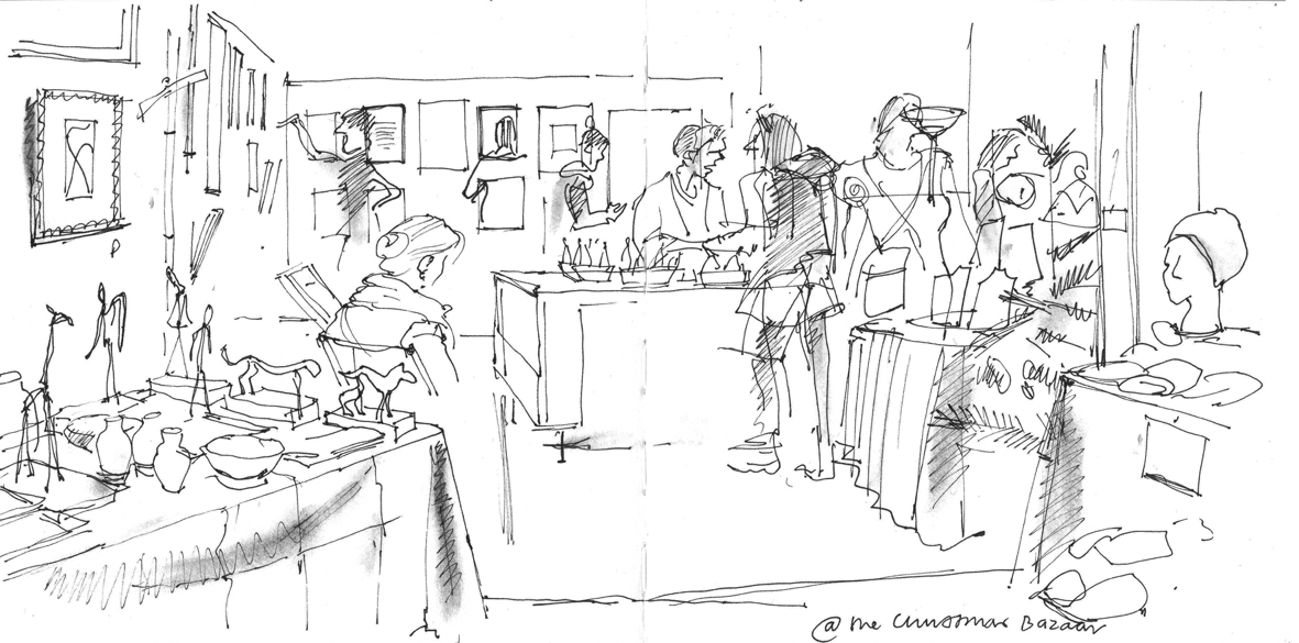 lineandwash: bazaar drawings