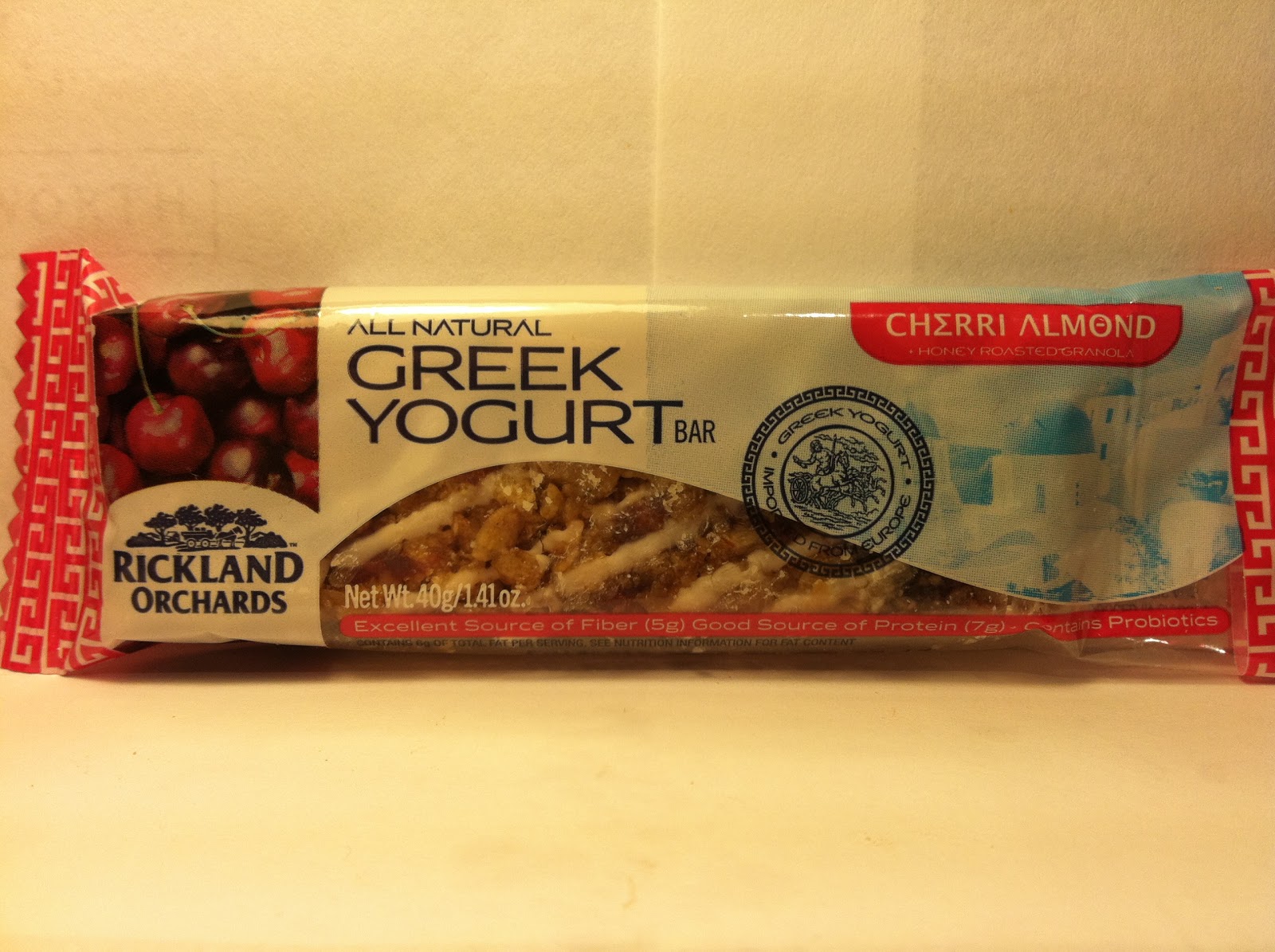 Crazy Food Dude: Review: Rickland Orchards Cherri Almond Greek Yogurt Bar