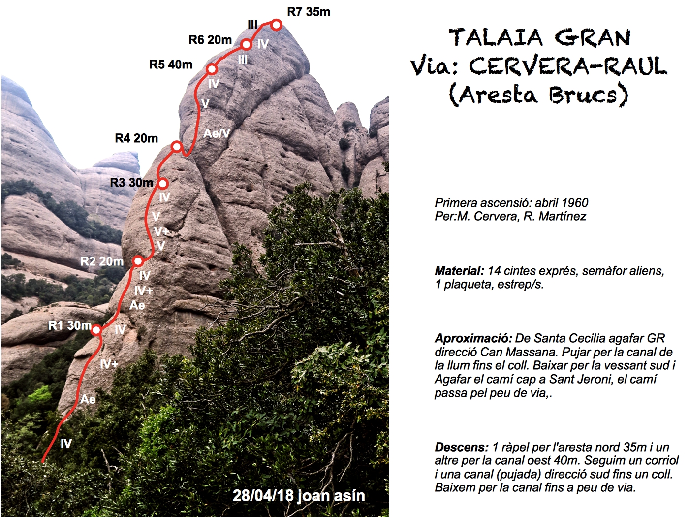 joan asín: MONTSERRAT. TALAIA GRAN. Via CERVERA-RAÚL.