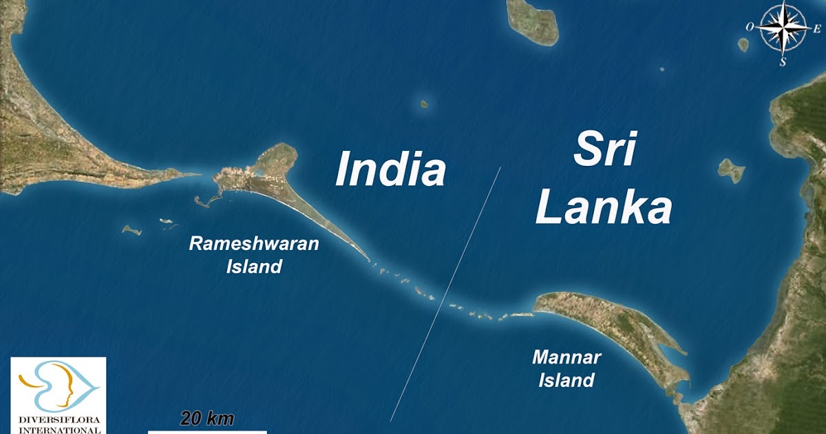 Small islands of Sri Lanka: NW-67. Adam's Bridge (a chain of 16 sand ...