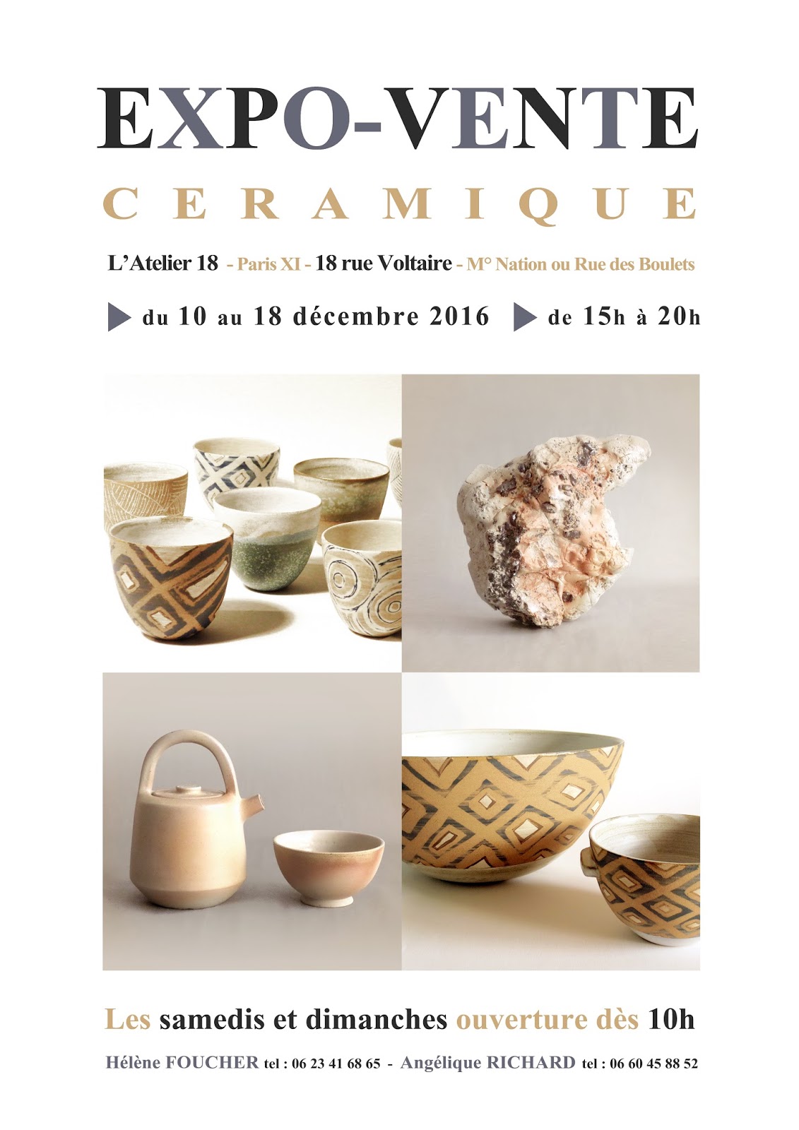 L'Atelier 18 - Hélène Foucher céramiste - Cours-stages poterie: EXPO ...